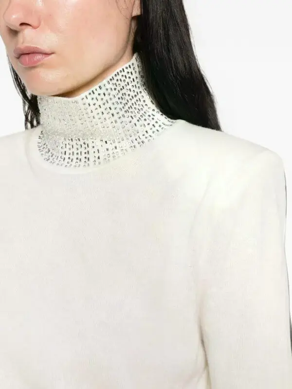 CIRCUS HOTEL Crystal-embellished Padded-shoulder Sweater