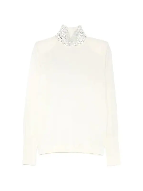 CIRCUS HOTEL Crystal-embellished Padded-shoulder High Neck Sweater