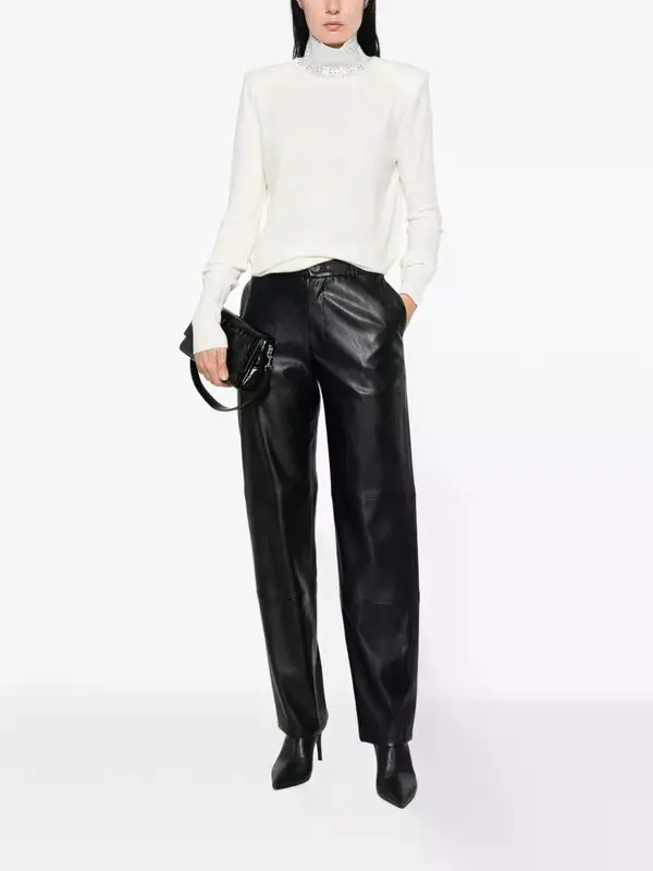 CIRCUS HOTEL Crystal-embellished Padded-shoulder High Neck Sweater