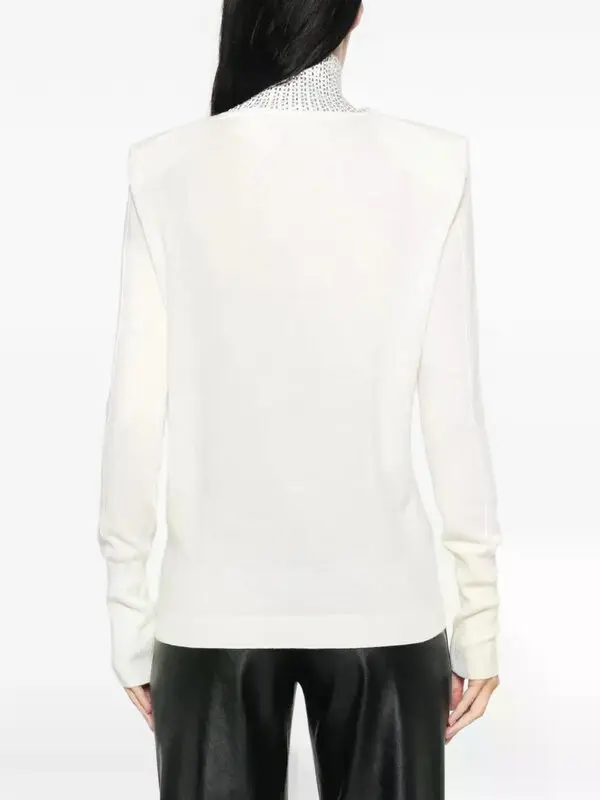 CIRCUS HOTEL Crystal-embellished Padded-shoulder High Neck Sweater