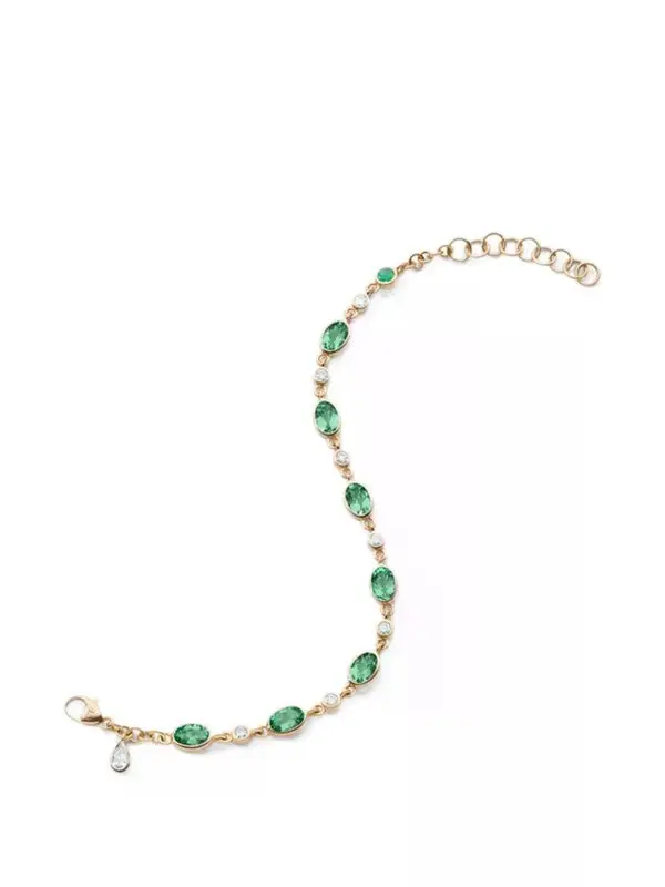 Monica Rich Kosann 18k Yellow Green Tourmaline And Diamond Tennis Bracelet - Gold