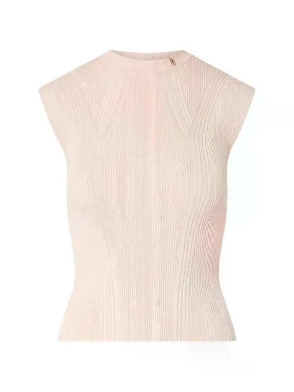 Liu Jo Ribbed Knit Sleeveless Top With Button Detailing - Neutrals