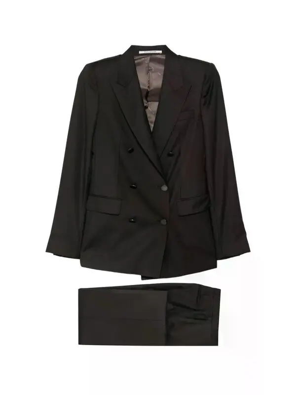 Tagliatore Double-breasted Suit With Peak Lapels - Black