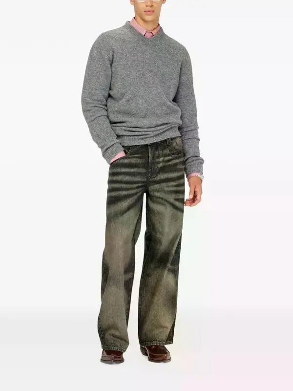 DIESEL® V-neck Jumper In Wrinkled Boiled Knit