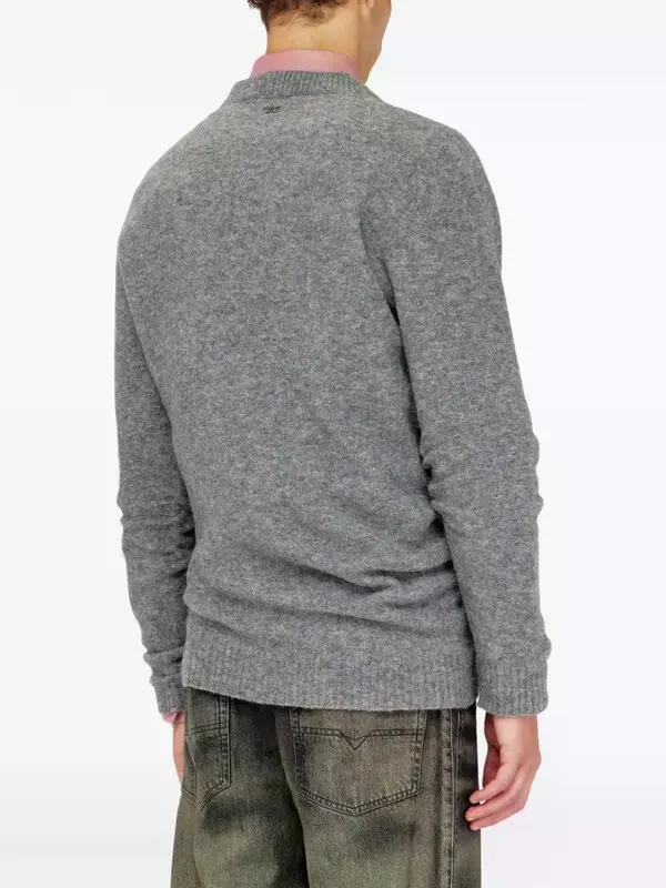 DIESEL® V-neck Jumper In Wrinkled Boiled Knit