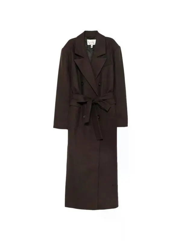 GESTUZ Double-breasted Belted Coat - Brown