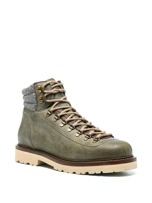 Brunello Cucinelli Lace-up Panelled Boots - Green