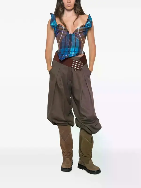 VIVIENNE WESTWOOD Tartan-print Draped Corset Top