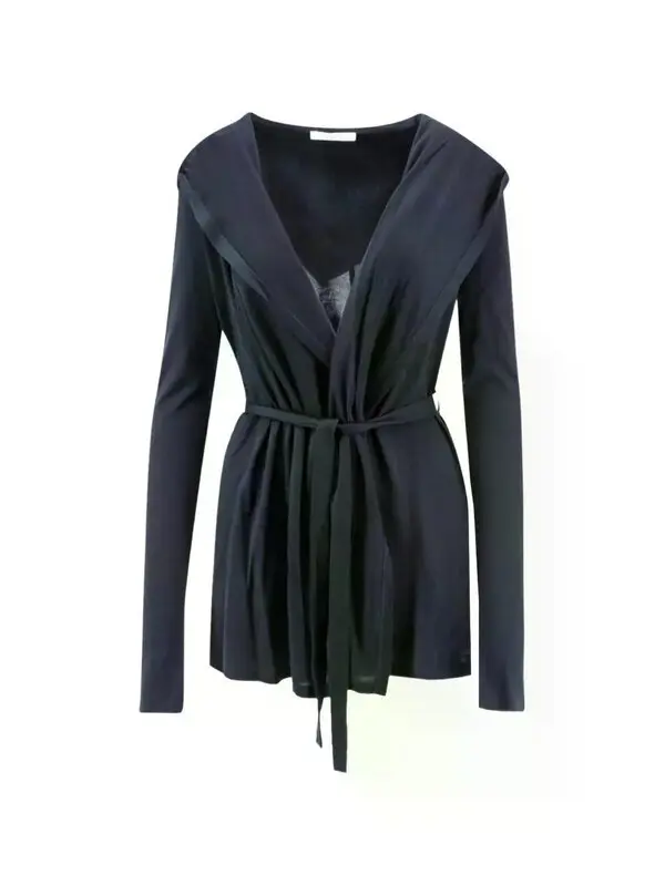 Max Mara Belted Hooded Cardigan - Blue