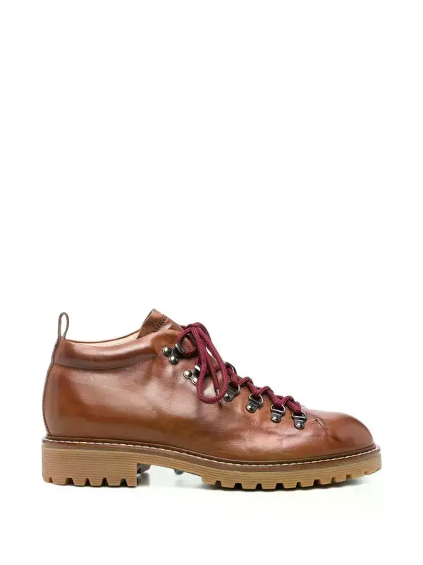 Eleventy Lace-up Leather Hiking Boots - Brown