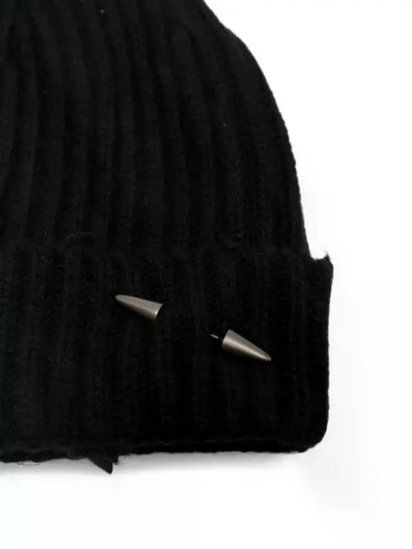 Isabel Benenato Ribbed-knit Spike-detail Beanie Hat