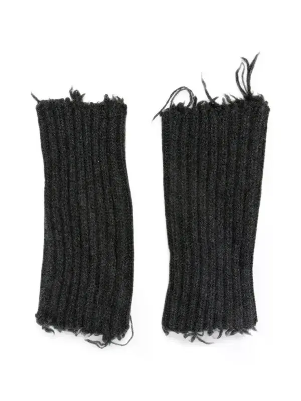 Isabel Benenato Distressed Ribbed-knit Gloves - Grey