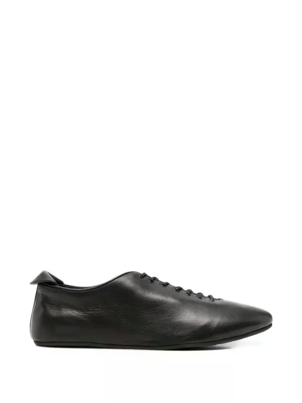 Jacquemus Leather Lace-up Tennis Slippers - Black