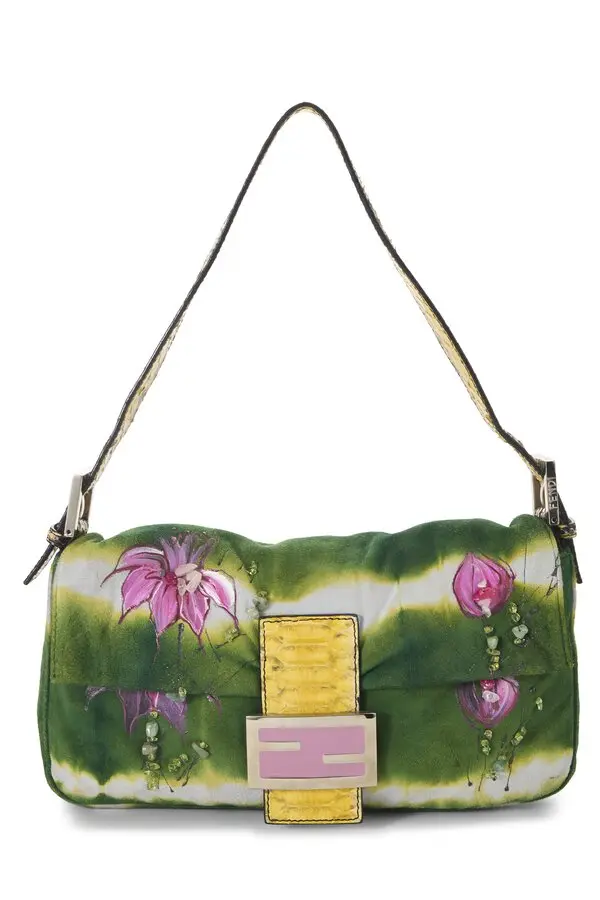 Fendi Multicolor Embellished Suede Baguette - Multi