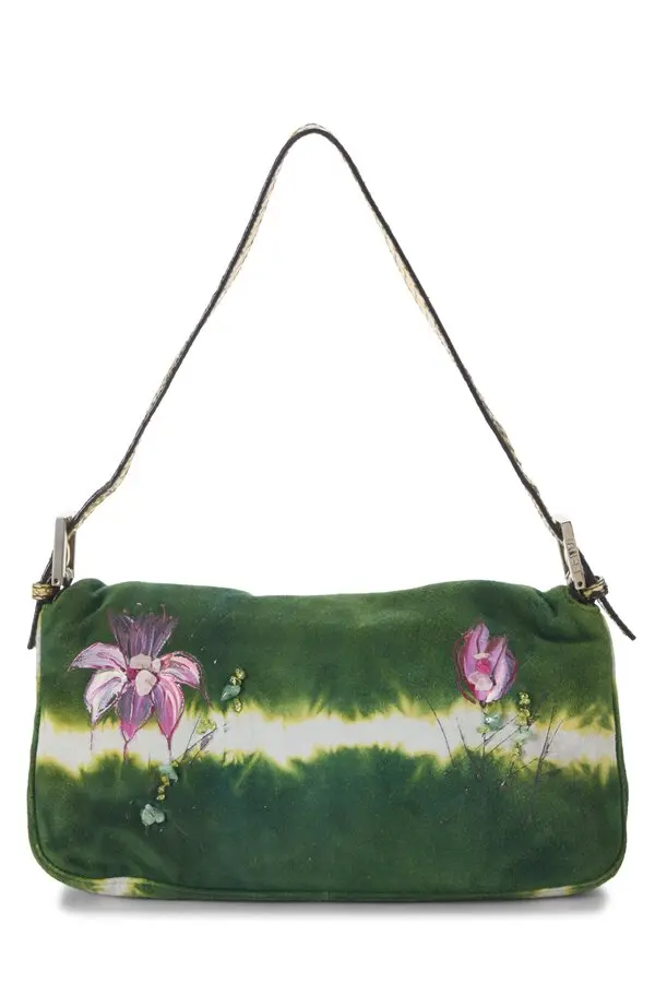 Fendi Multicolor Embellished Suede Baguette