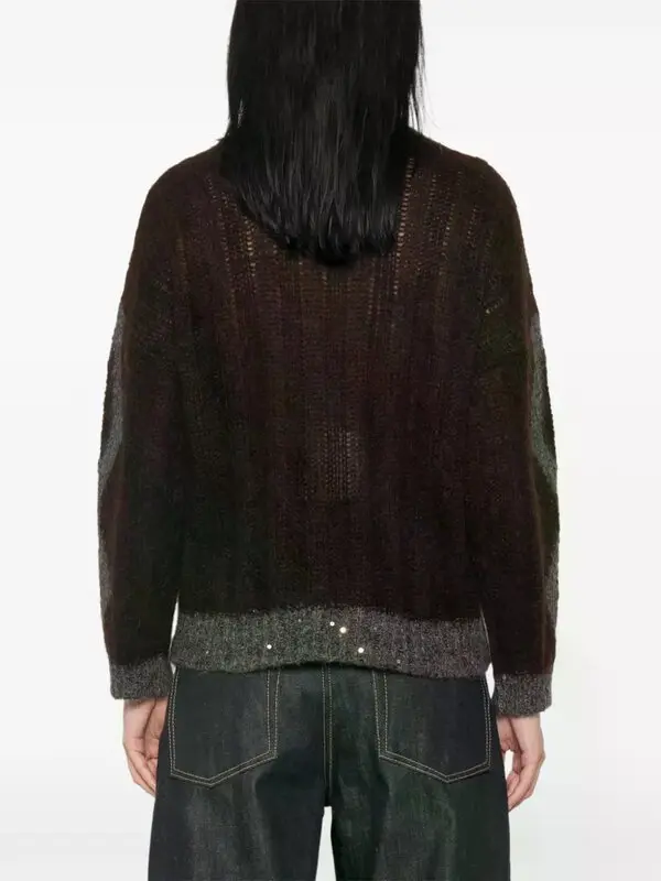 PANICALE Sequin-embellished Argyle Knit Mock Neck Sweater