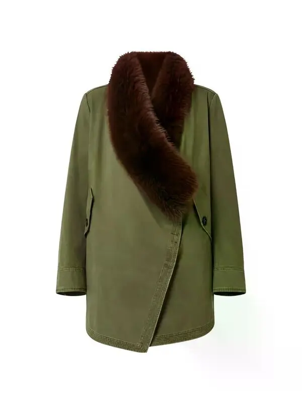 Liu Jo Faux-fur Collar Coat - Green