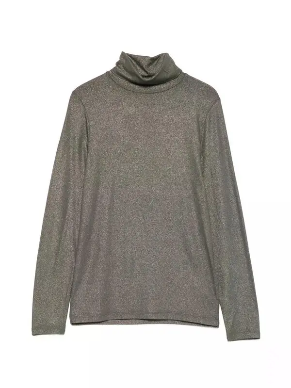 Majestic Filatures Glitter Effect Roll-neck Top - Green