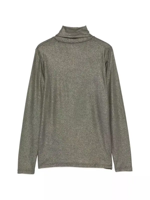 Majestic Filatures Glitter Effect Roll-neck Top - Green