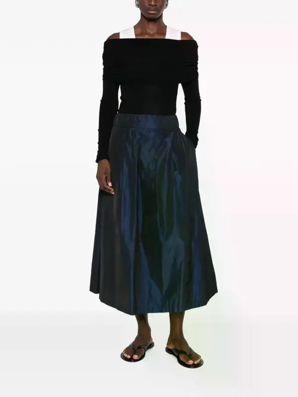 WHYCI Pleated Taffeta-effect Maxi Skirt