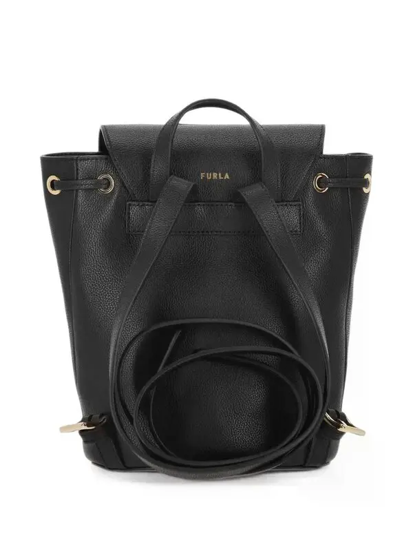 Furla Logo-plaque Pebbled Leather Backpack