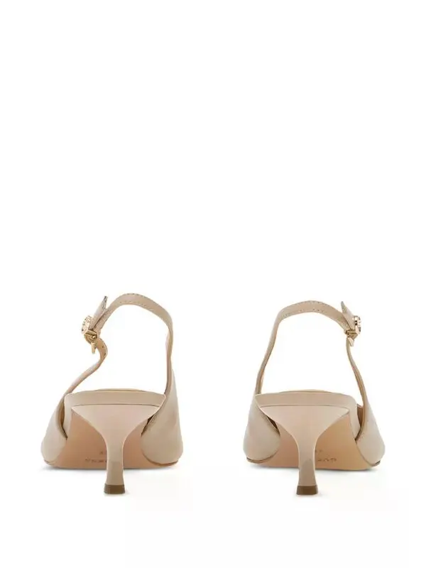 Guess Logo Plaque Slingback Heeled Pumps - Neutrals