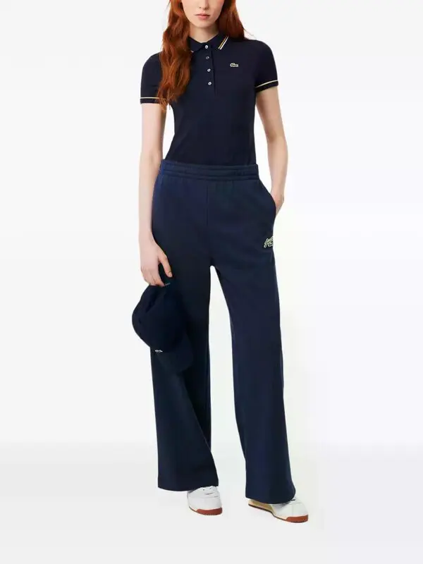 Lacoste Logo-embroidered Wide-leg Track Pants - Blue