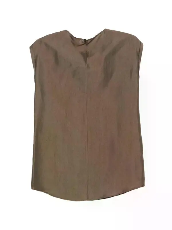 ALYSI Cap-sleeve Top With Curved Hem - Brown