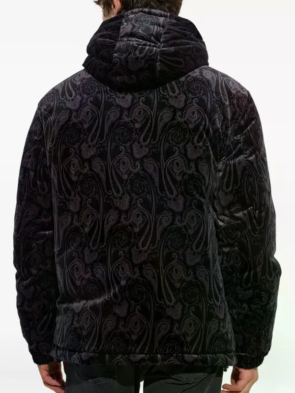 Etro Cotton Velvet Down Jacket With Paisley Motif