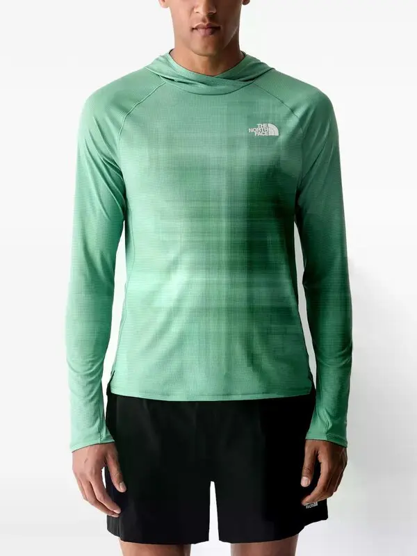 The North Face Sunriser Grid-pattern Raglan-sleeve Hoodie - Green