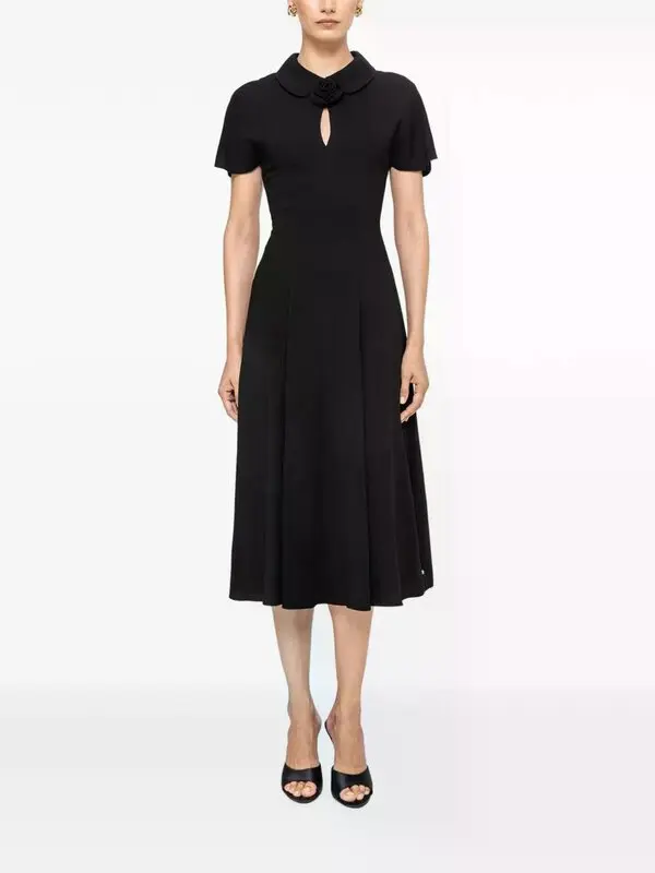 NISSA Floral-detail Midi Dress - Black