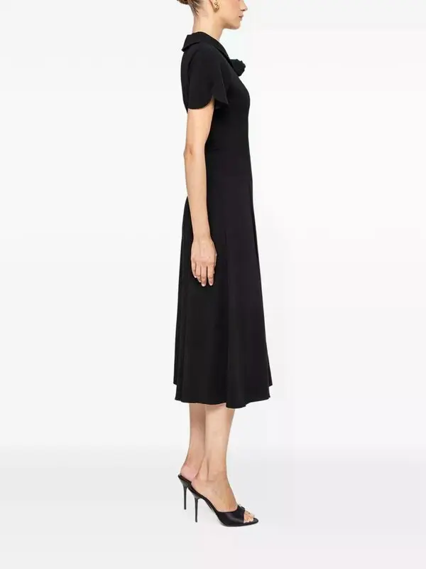 NISSA Floral-detail Midi Dress - Black