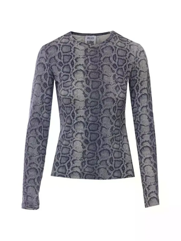 Liu Jo Snakeskin-print Long-sleeve T-shirt - Blue