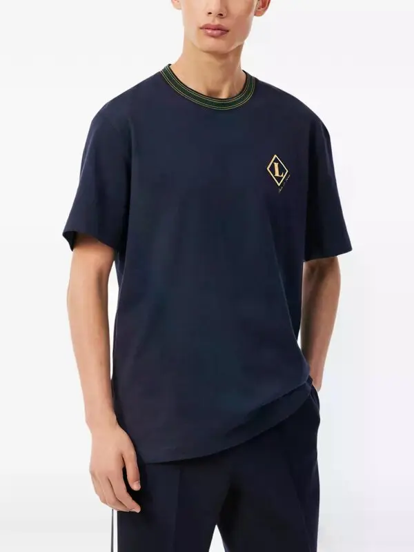 Lacoste Logo-embroidered Contrast-trim T-shirt