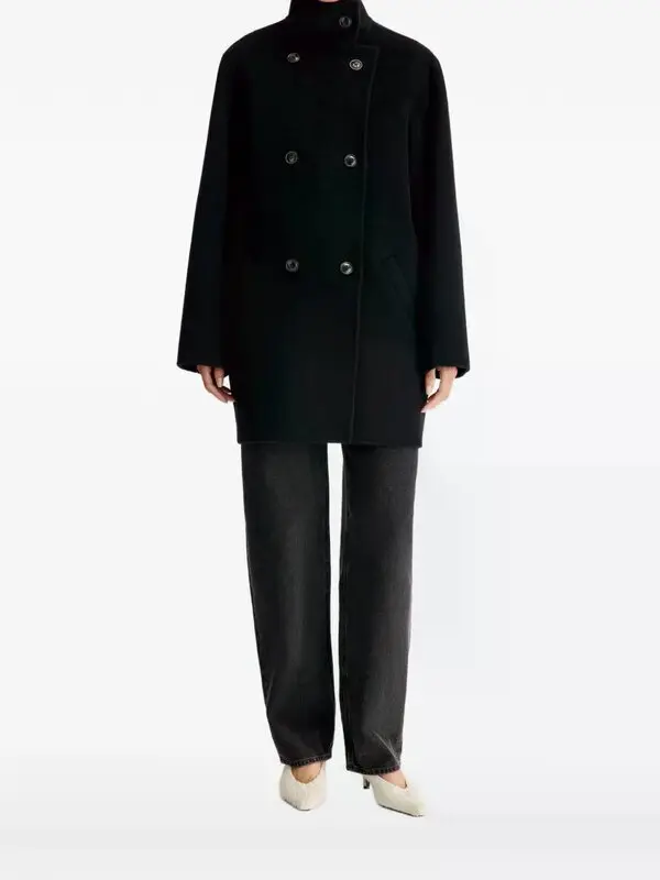 Loulou De Saison Olmo Double-breasted Stand-collar Coat - Black