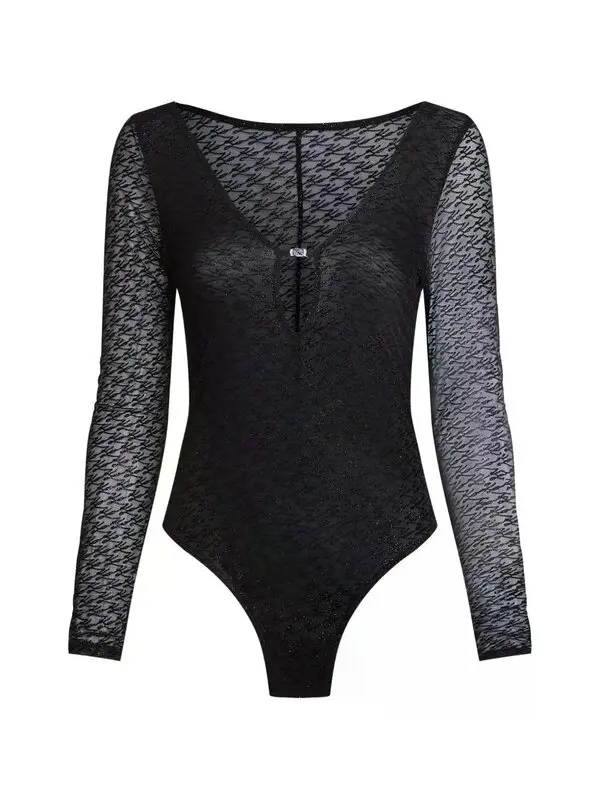 Karl Lagerfeld Autograph Mesh Bodysuit - Black