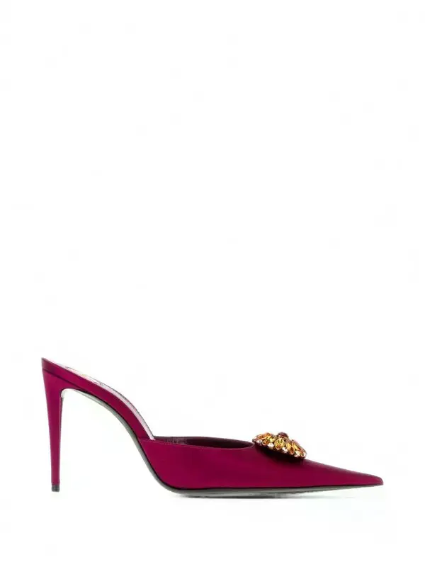 Saint Laurent Thierry Crystal-embellished Heeled Mules - Pink