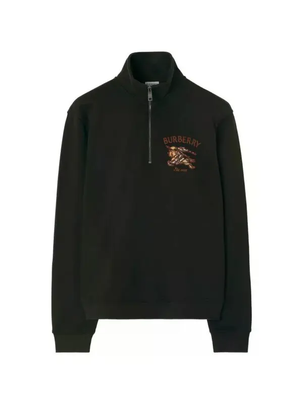 Burberry Knight Check Cotton Half-zip Sweater - Brown