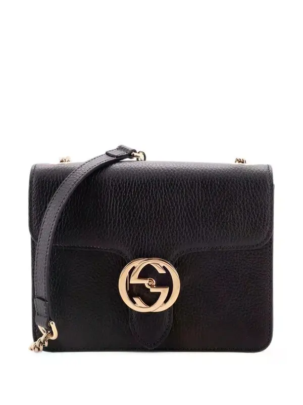 Gucci Interlocking Leather Small Shoulder Bag - Black