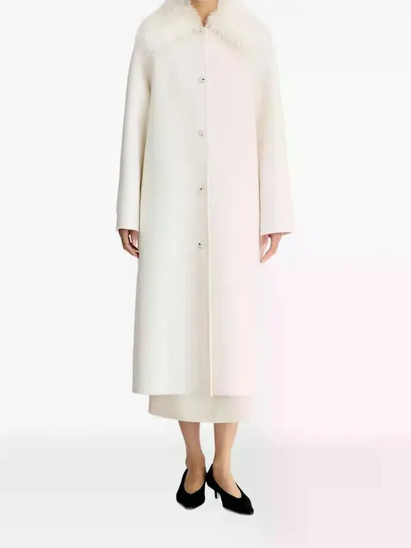 Loulou De Saison Yrsa Detachable Faux-fur Collar Coat - White