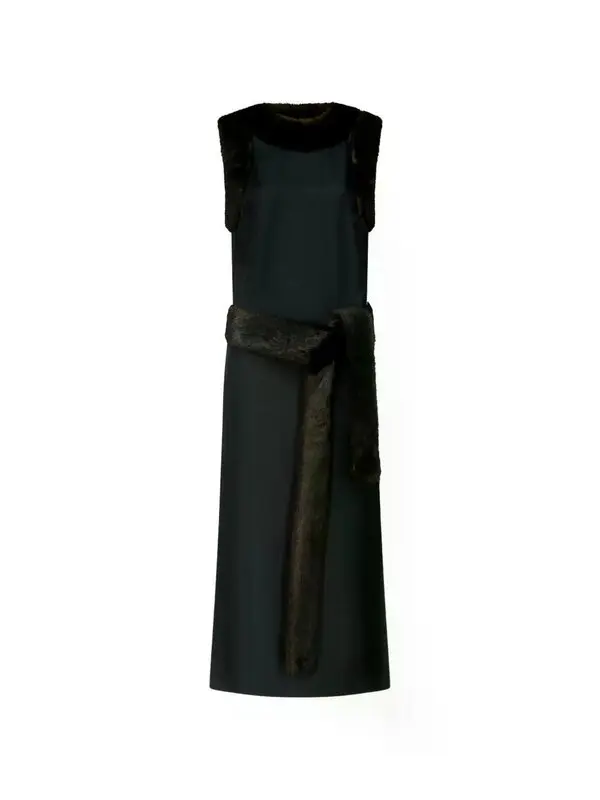 Loulou De Saison Luca Fur-trim Sleeveless Silk Midi Dress - Black