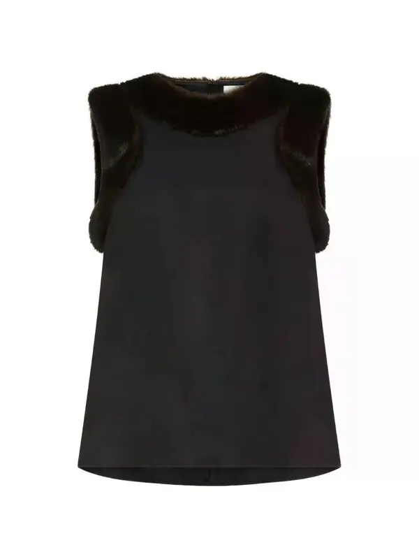 Loulou De Saison Zaira Faux-fur-trim Silk Top - Black