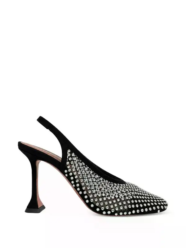 Amina Muaddi Dolly Crystal-embellished Slingback Pumps - Black