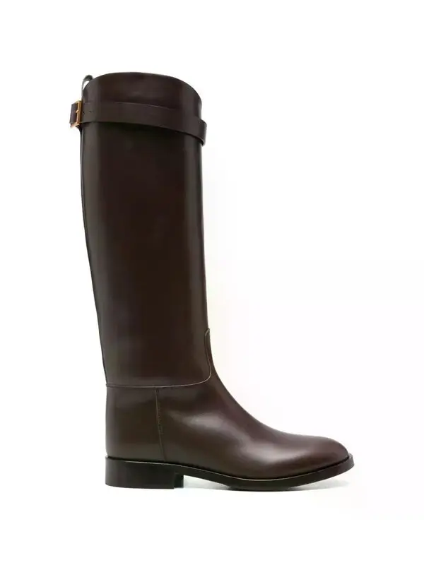 Eleventy Buckled Leather Boots - Brown