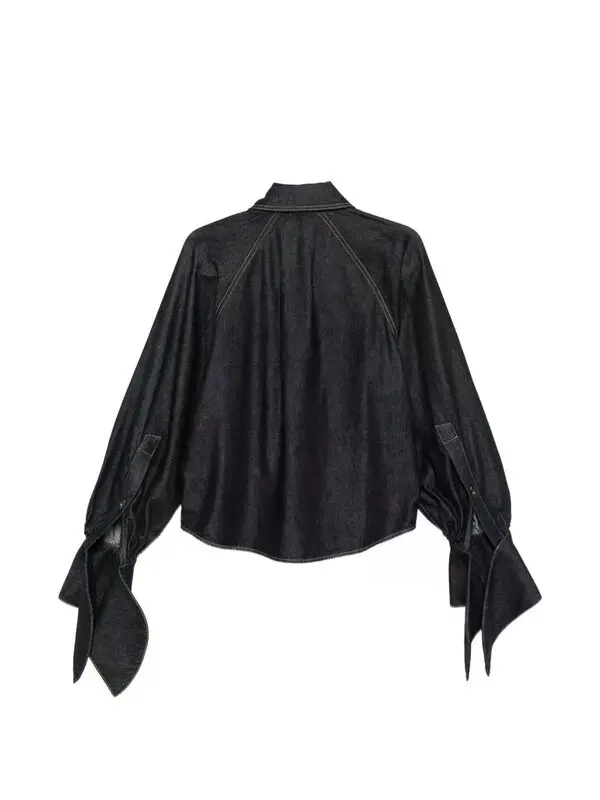 PATOU Knot-sleeve Denim Blouse