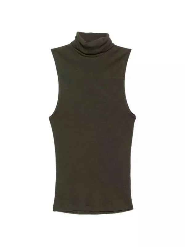 ALYSI Roll-neck Sleeveless Top - Green