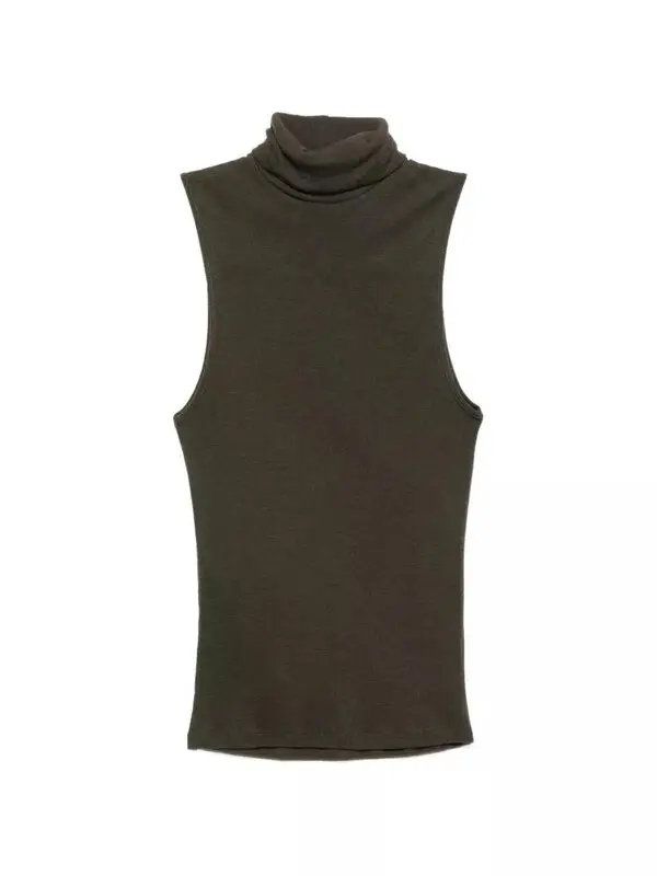 ALYSI Sleeveless Roll Neck Top - Green
