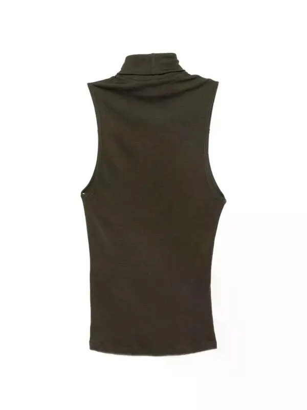 ALYSI Sleeveless Roll Neck Top - Green
