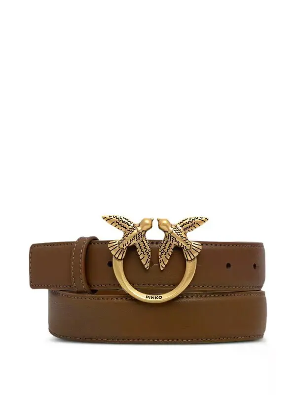 Pinko Love Birds Leather Belt - Brown
