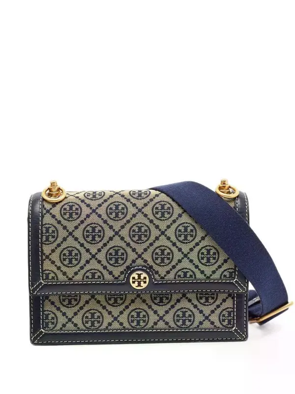 Tory Burch T Monogram Canvas Shoulder Bag - Blue